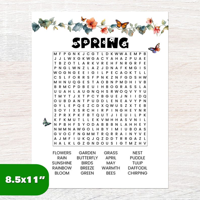 Printable Digital Spring Word Search Puzzle, Classroom Activity, Word ...