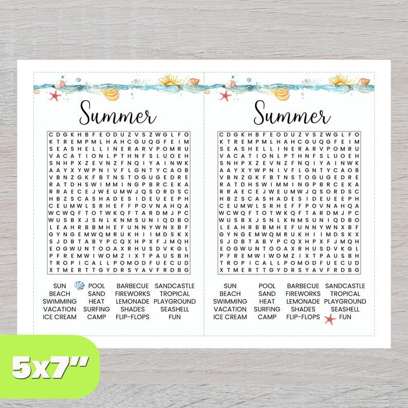 Printable Digital Summer Word Search Puzzle, Classroom Activity, Word ...