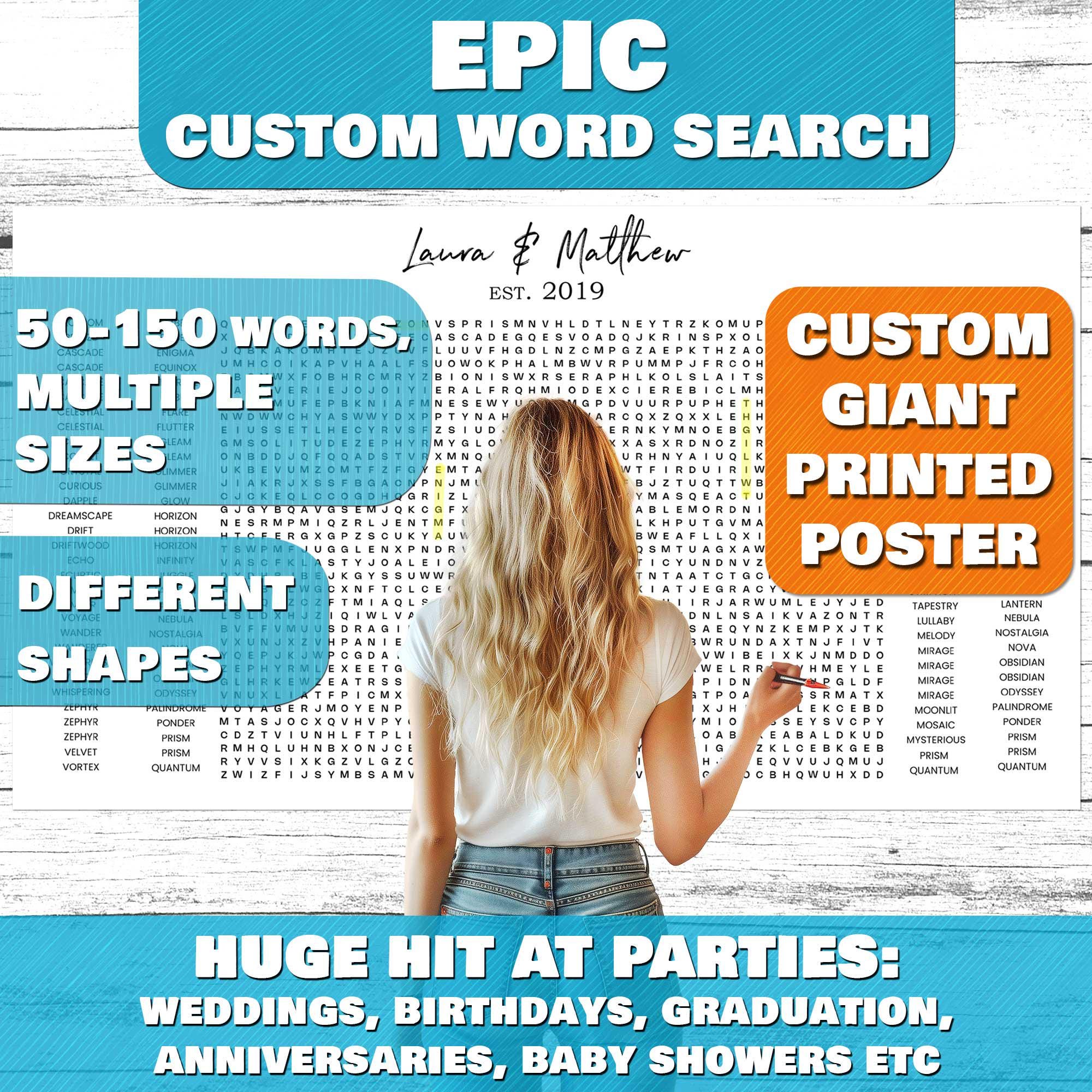 Giant Custom Poster, Personalized Word Search Puzzle Poster ...