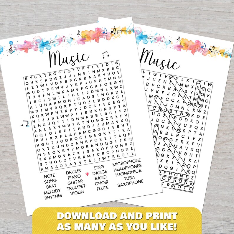 Printable Digital Music Word Search Puzzle, Classroom Activity, Word ...