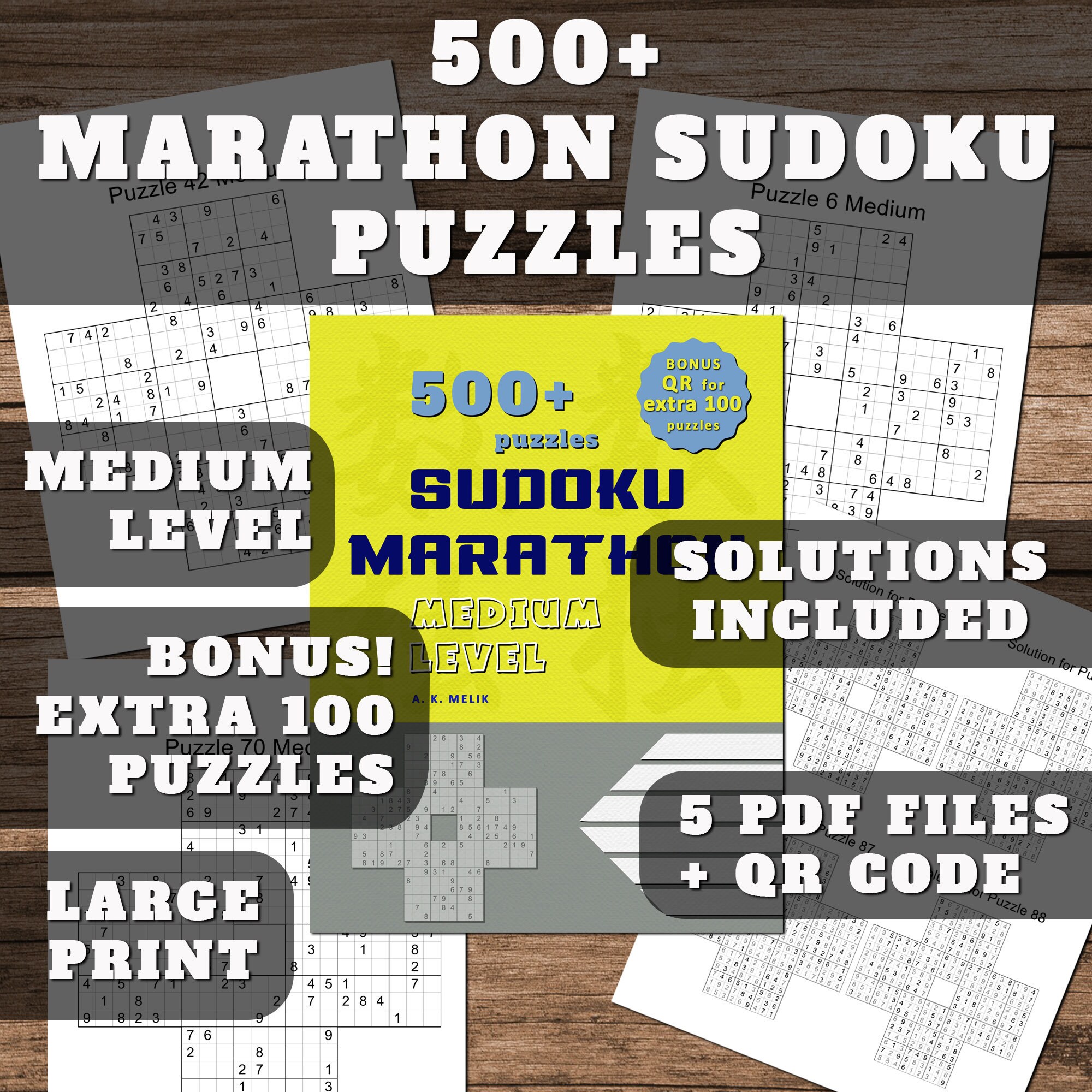 500 Medium-level MARATHON Sudoku Puzzles for Adults, Teens, and Seniors ...