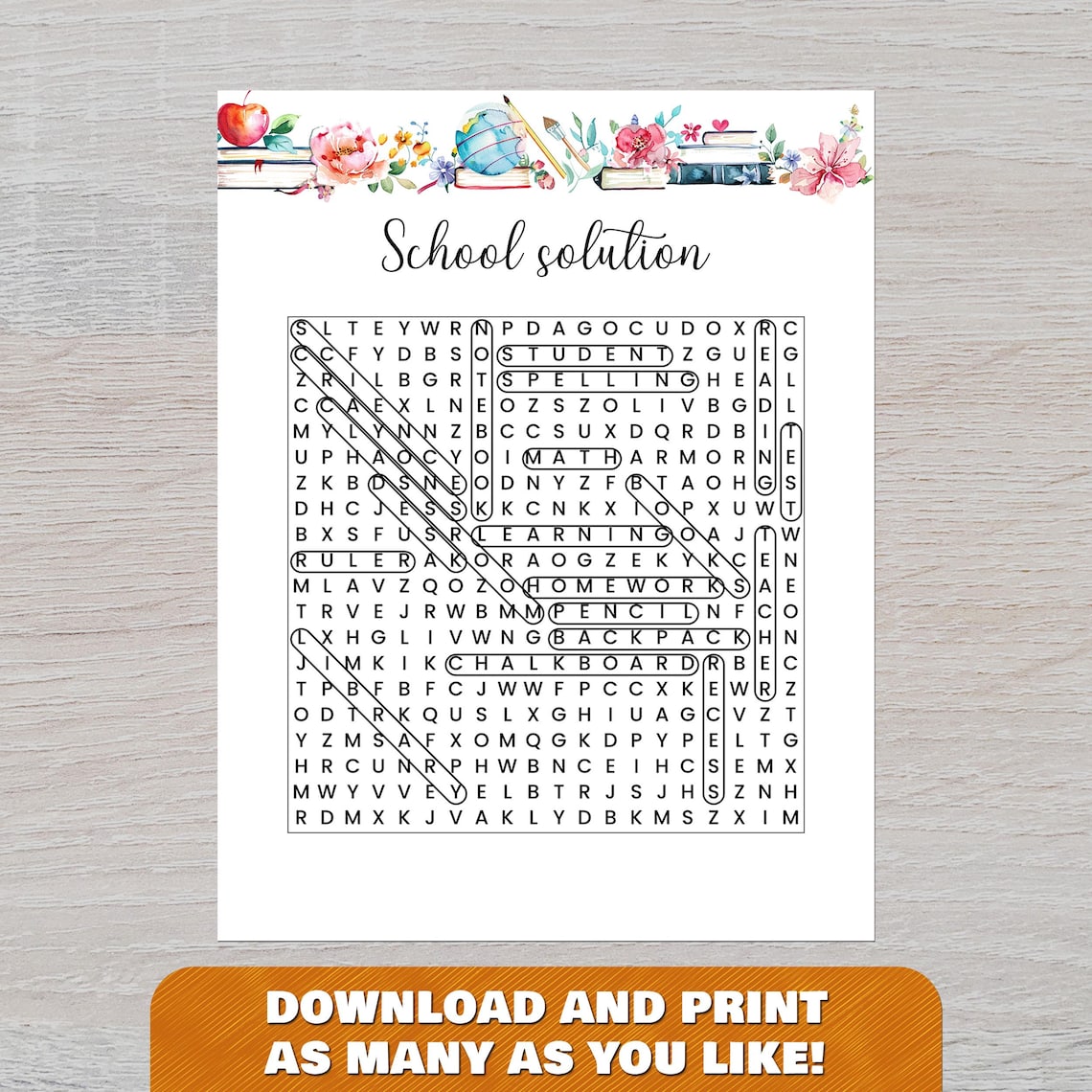 Printable Digital School Word Search Puzzle, Classroom Activity, Word ...
