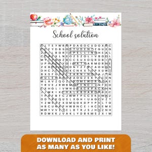 Printable Digital School Word Search Puzzle, Classroom Activity, Word ...