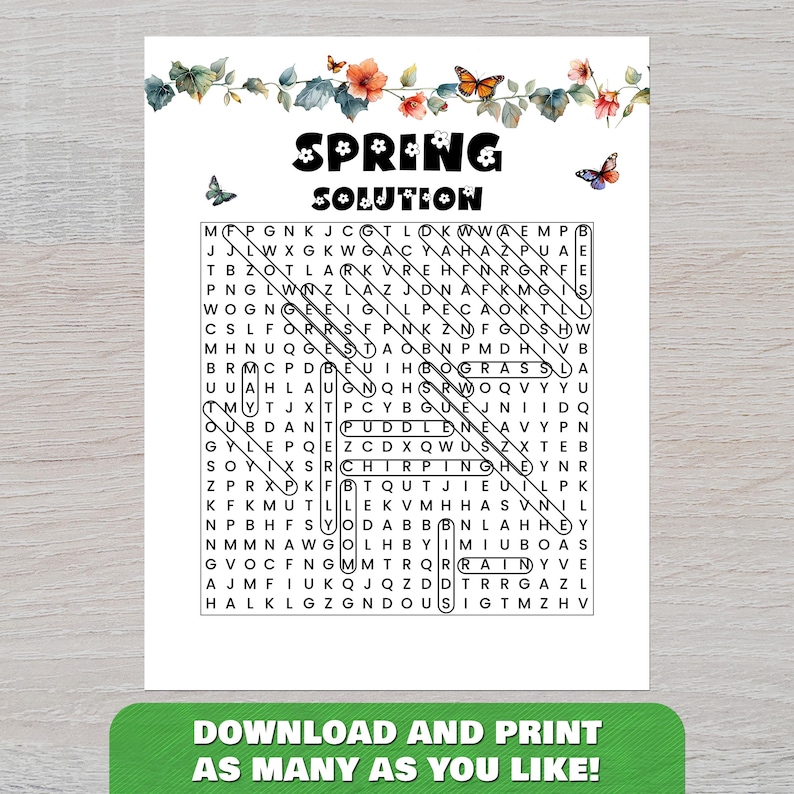 Printable Digital Spring Word Search Puzzle, Classroom Activity, Word ...