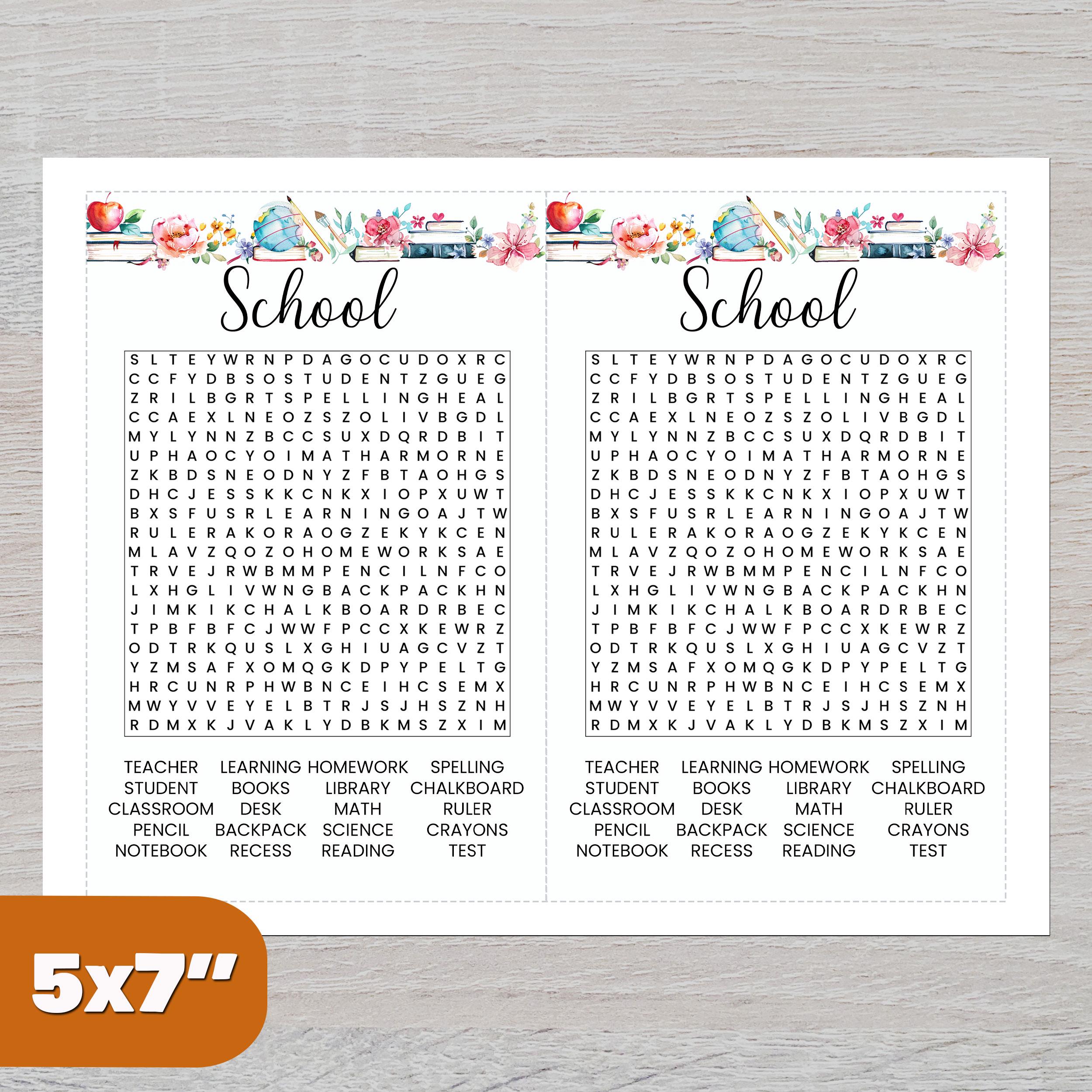 Printable Digital School Word Search Puzzle, Classroom Activity, Word ...