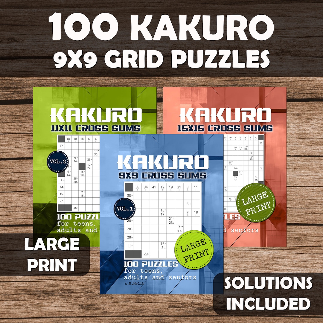 100 9x9 KAKURO Bundle for Adults, Teens, and Seniors Puzzles, Problem ...