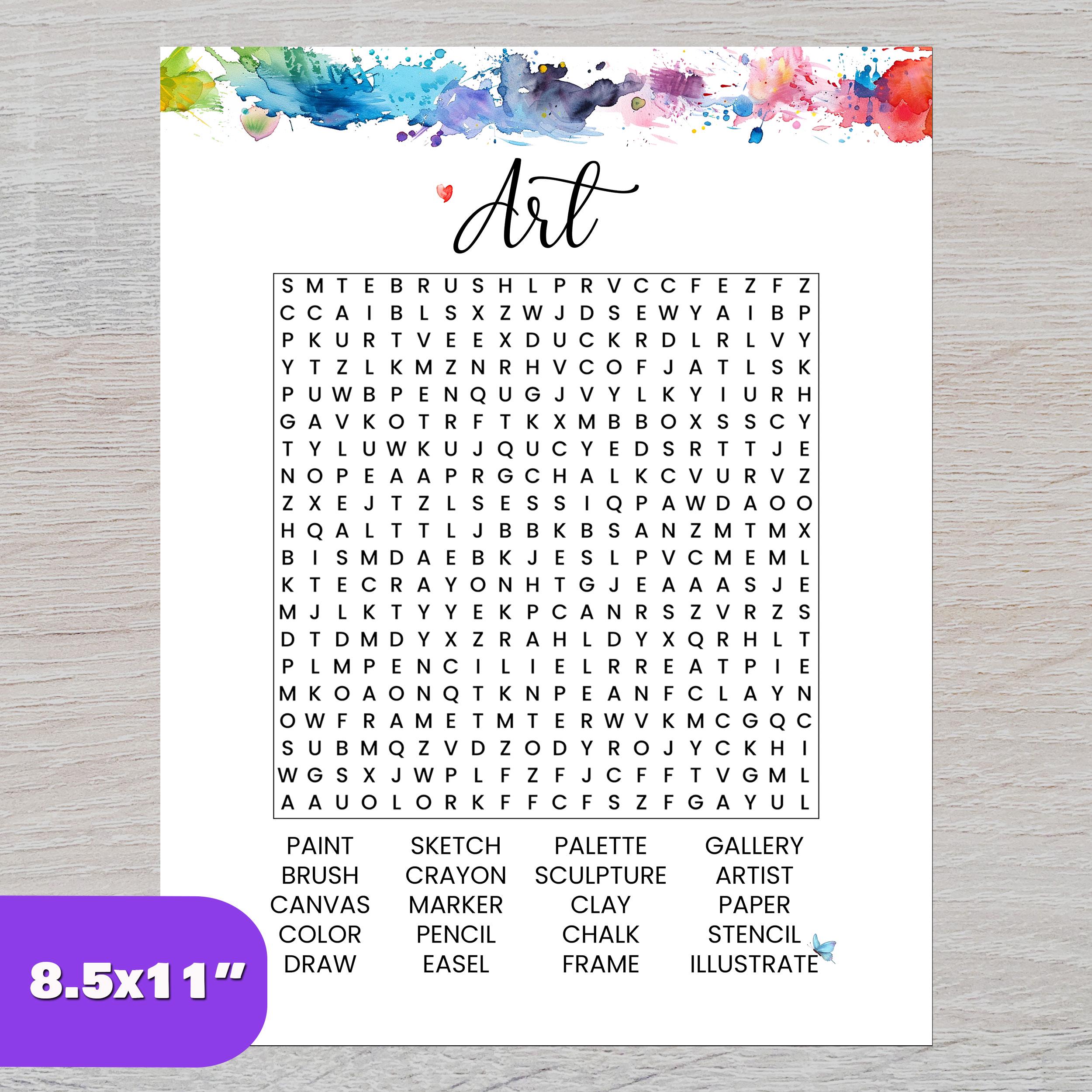 Printable Digital Art Word Search Puzzle, Classroom Activity, Word ...