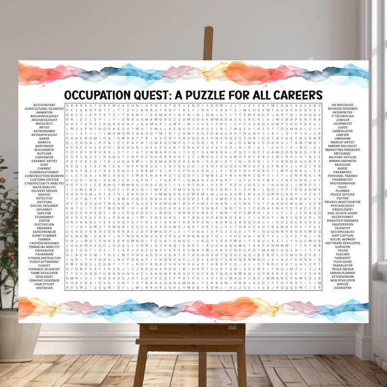 Gigantic Occupations 48x36" 100-word Word Search Puzzle Poster, Party ...