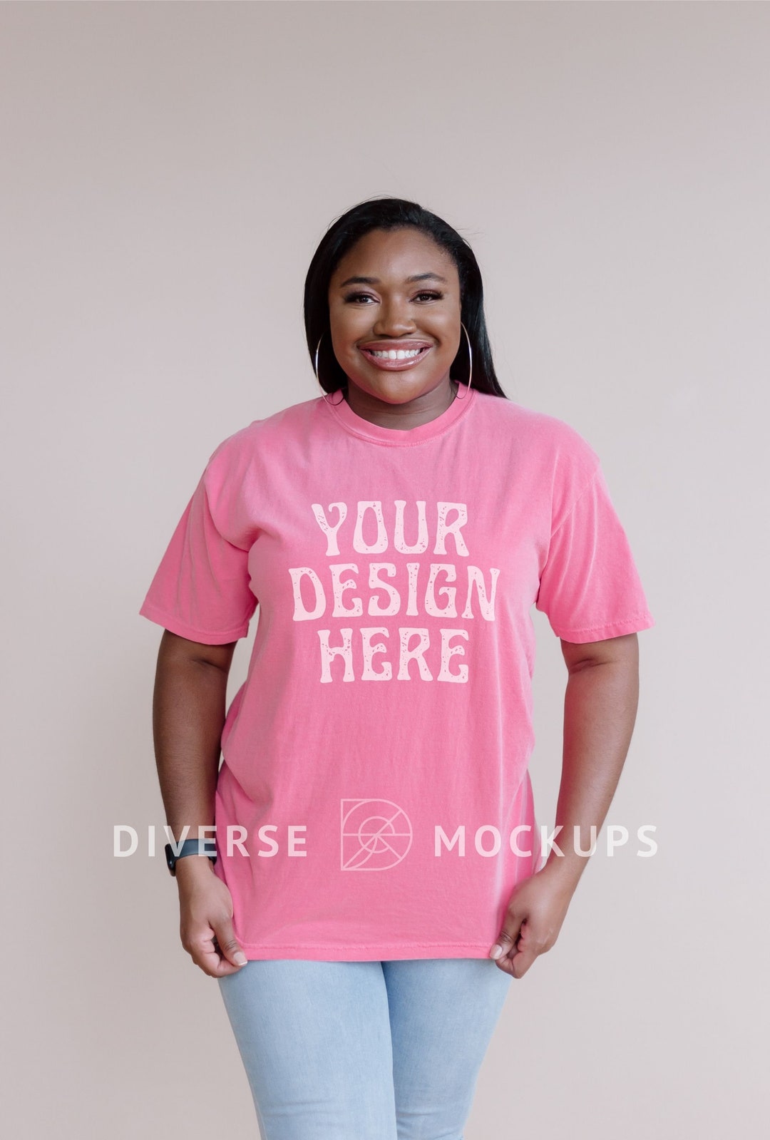 Crunchberry Comfort Colors 1717 T-shirt Mockup: Black Model (digital ...