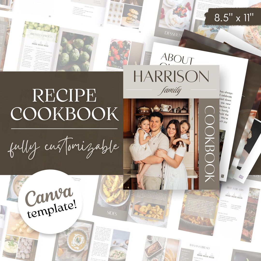 Editable Family Cookbook Template: Minimalist Recipe Book (canva ...
