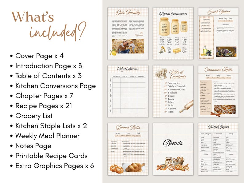 Editable Family Cookbook Template: Watercolor Country Design (canva ...