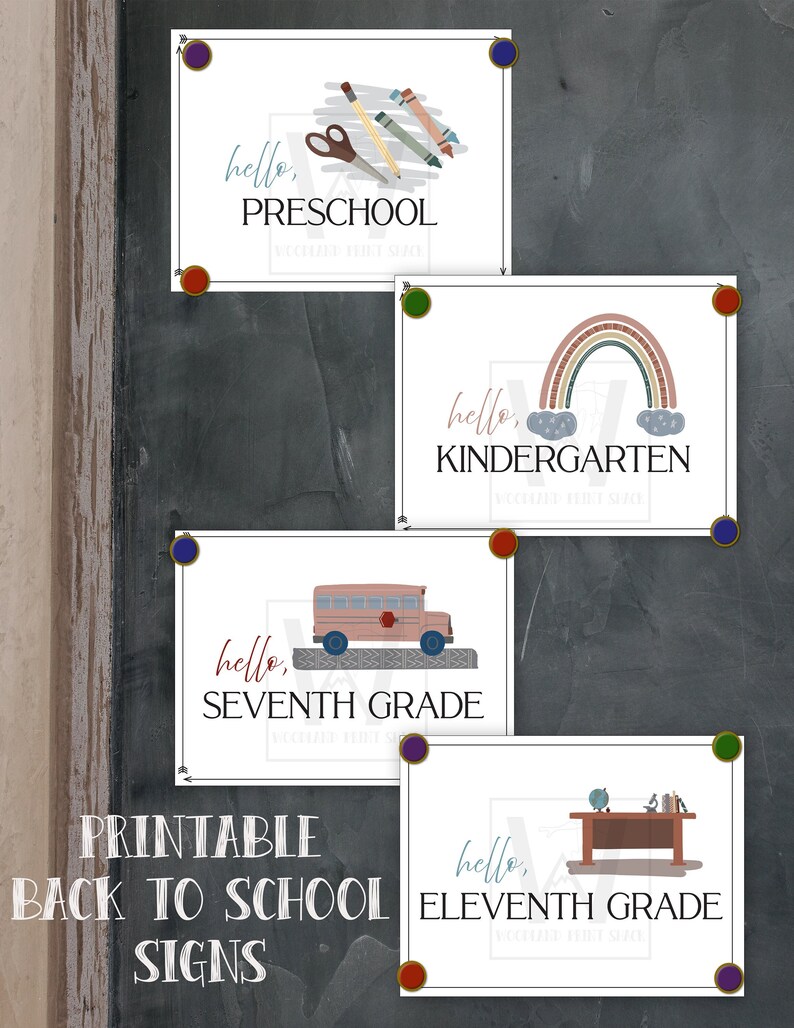 Back to School Signs Boho Rainbow Set First Day of School - Etsy