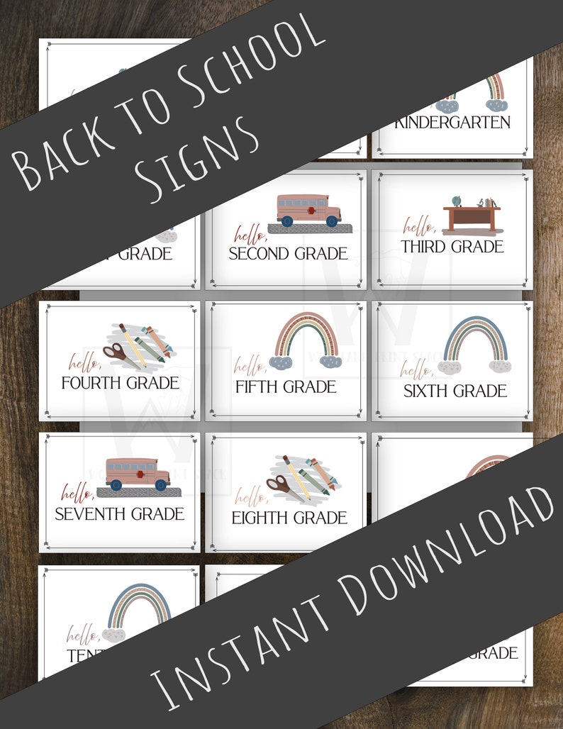 Back to School Signs Boho Rainbow Set First Day of School - Etsy