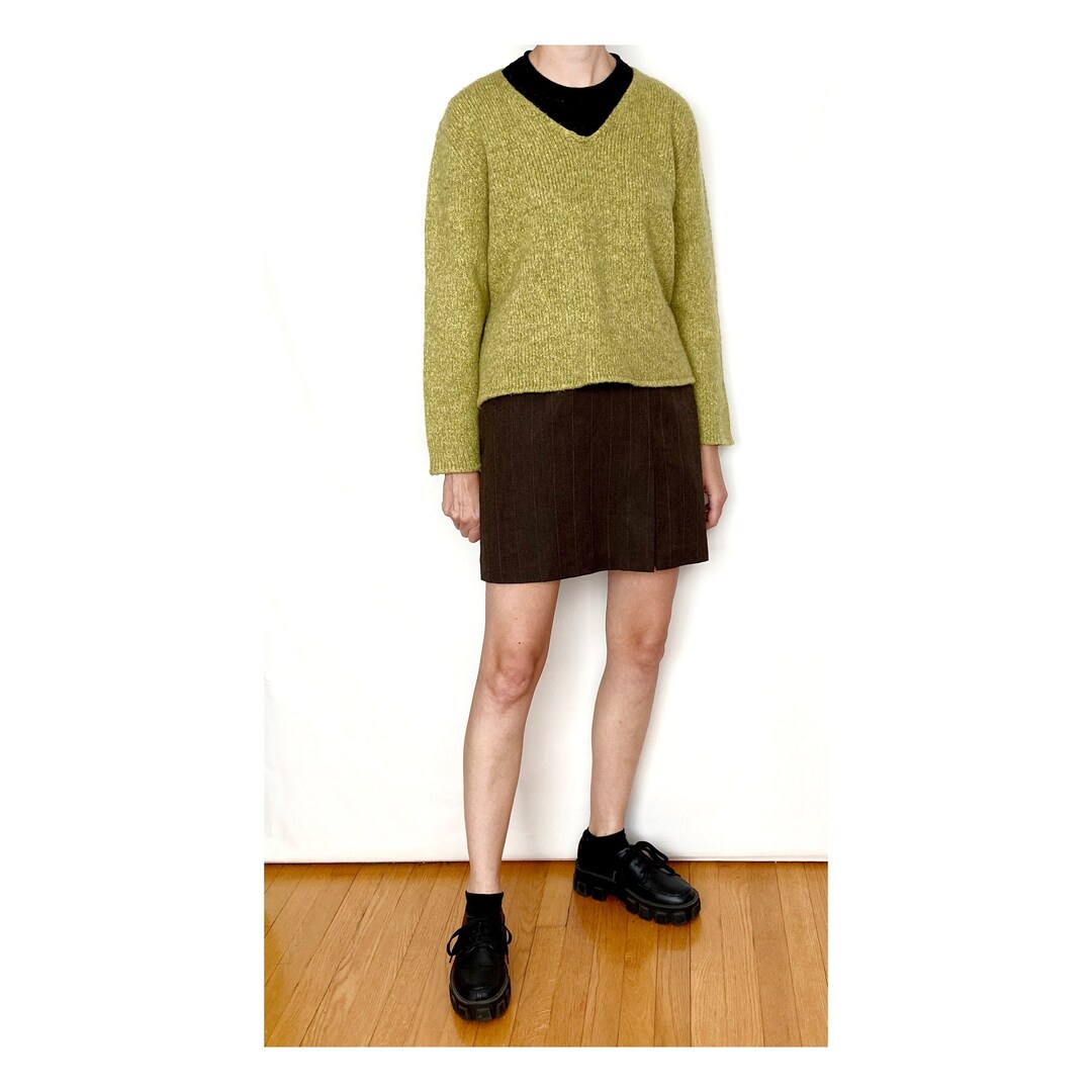 Vintage WOOL Blend Olive Oil Green Sweater / Size M-L - Etsy