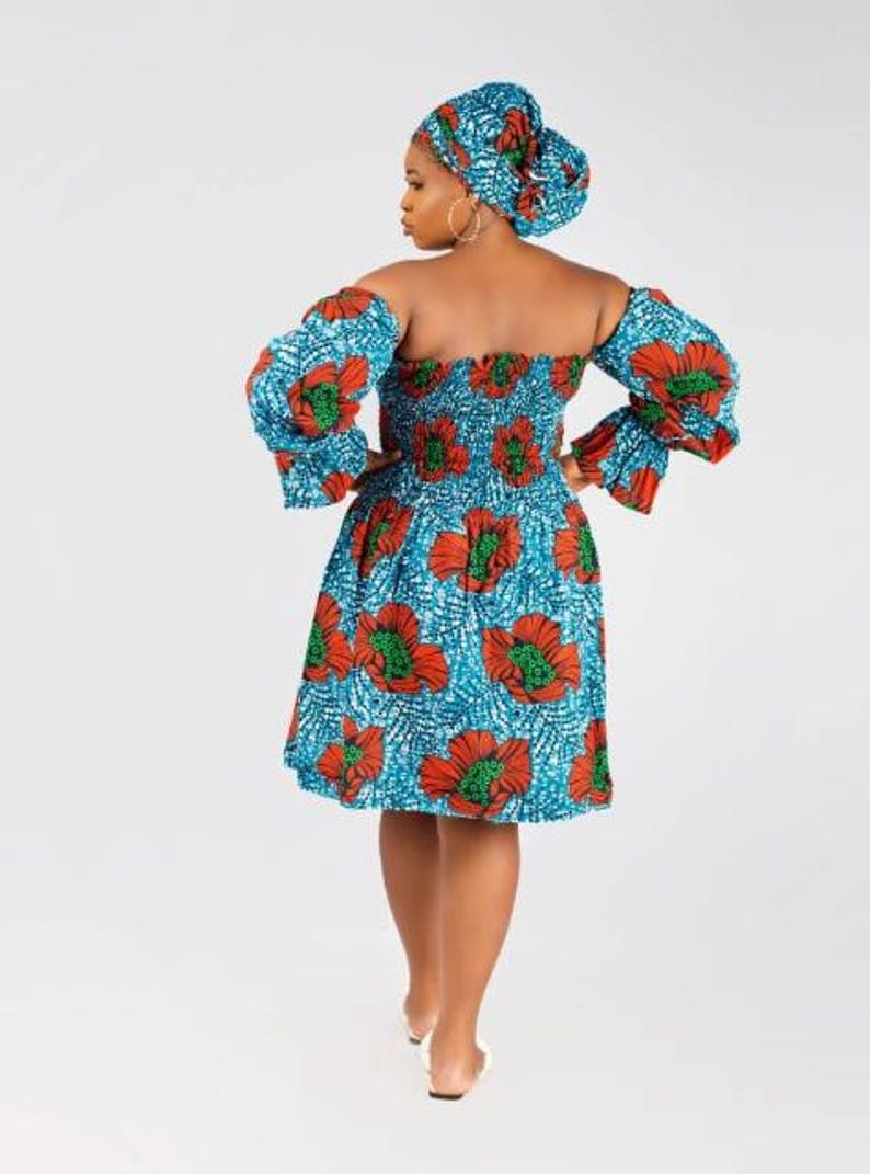 Ankara off Shoulder Dress |smoked Wax Head Work| Ankara Gown| Ankara ...