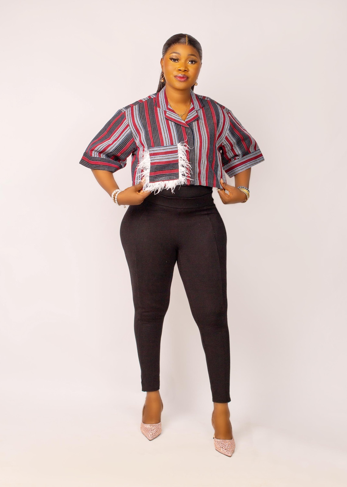 African Aso Oke Crop Top| Handwoven Striped Top| Nigerian Traditional ...