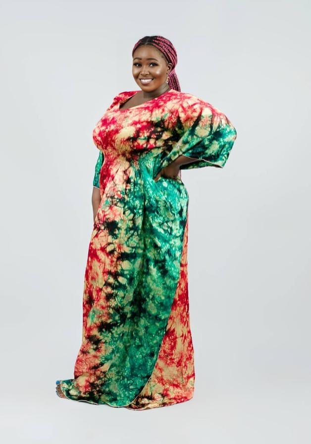 African Adire Silk Boubou Dresslong Boubou Dress| Rich Aunty Dress ...