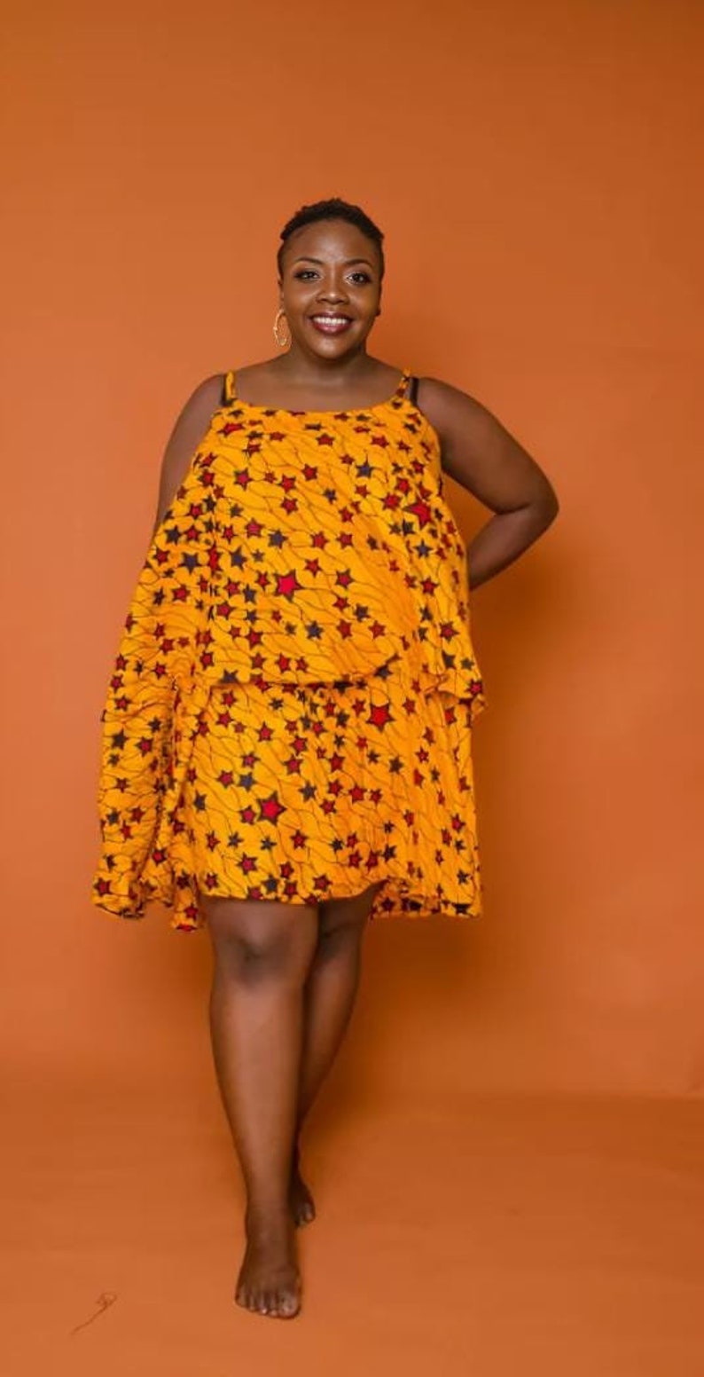 Double Steps Spaghetti Flaird Dress | Ankara Summer Gown| African Print ...