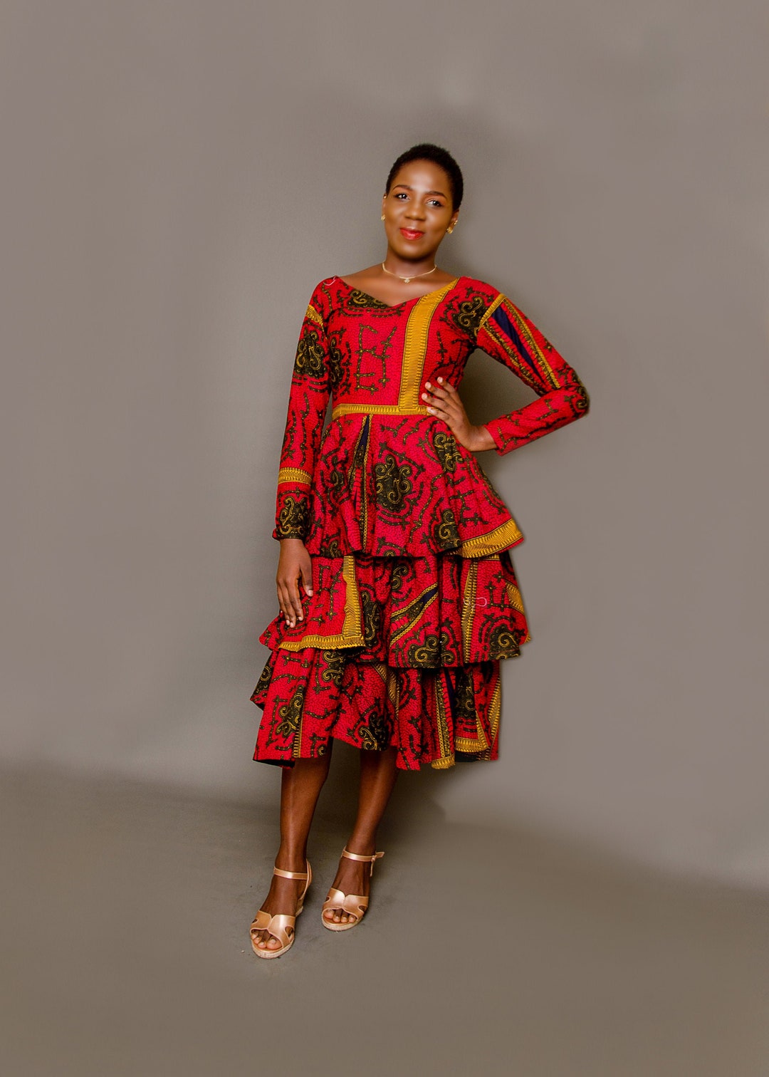 African 3 Steps Flared Dress Ankarachic Africanprintdress Ankaravibes ...