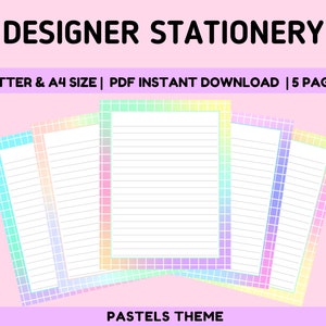 Designer Stationery | Pastels Graph Lined Note Paper | 5 Pack PDF ...