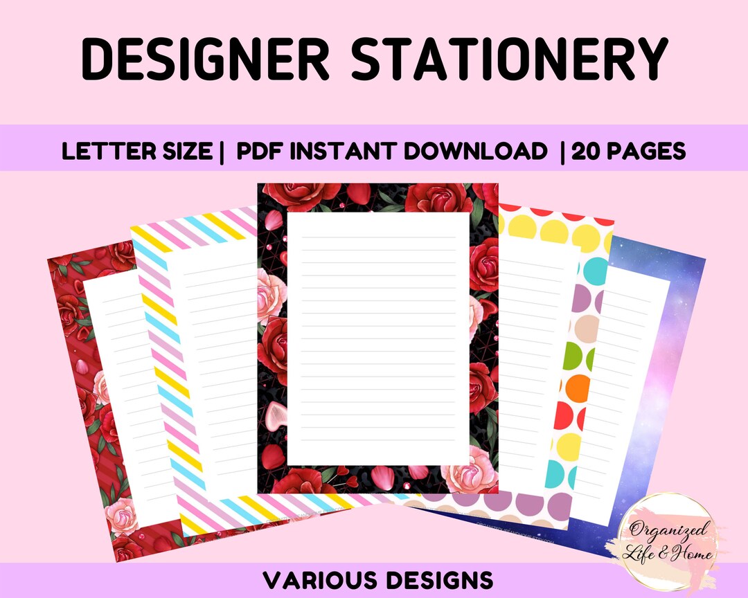 Papier mémo de papeterie design Note et journal lignés floraux et ...