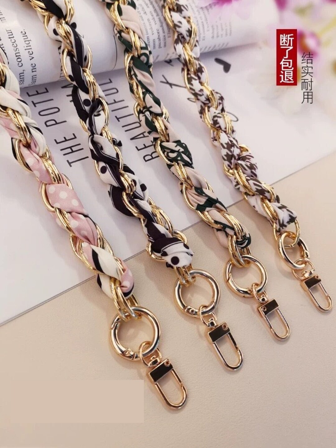 Hand Silk Scarf Chain Phone / Bag Strap With Clip Style 1 - Etsy