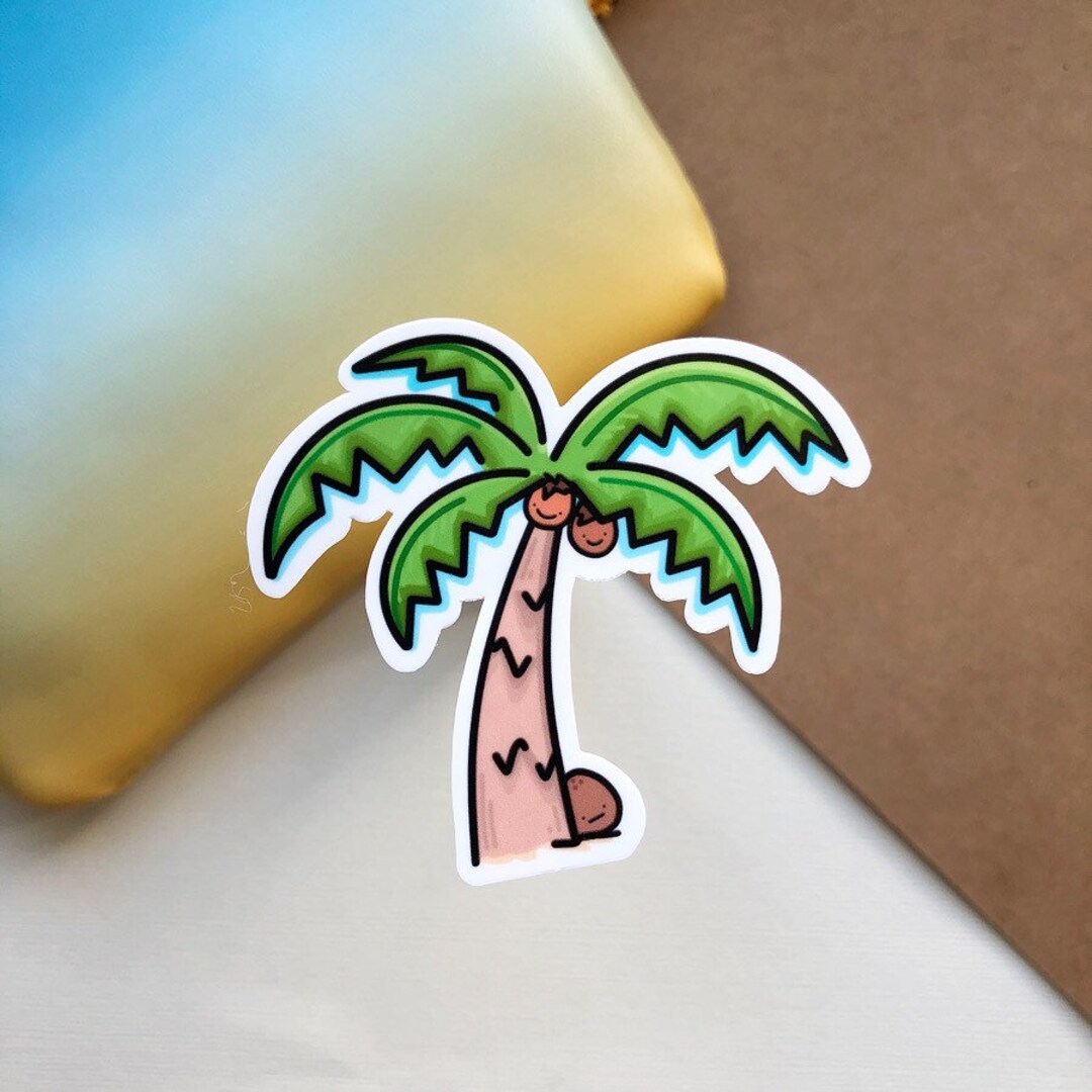 Cute Palm Tree Sticker Palm Tree Sticker Coconuts Sticker Etsy
