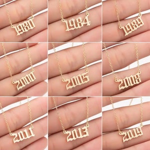 Personalize Year Necklaces Silver/gold Men Women Custom Birth - Etsy