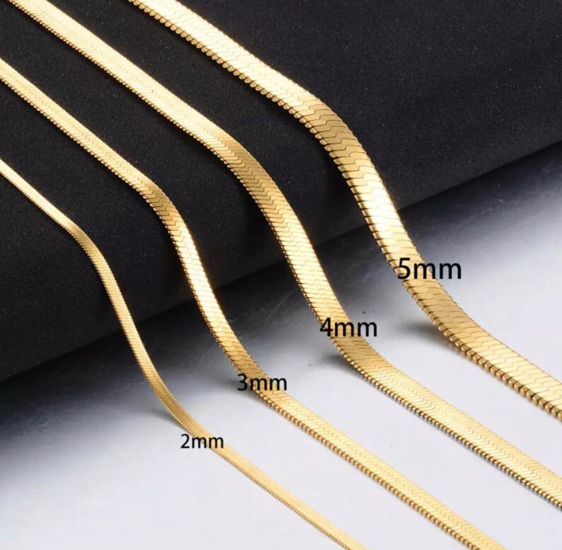 Flat Necklace Gold Waterproof Snake Chain Men Gift Jewelry - Etsy