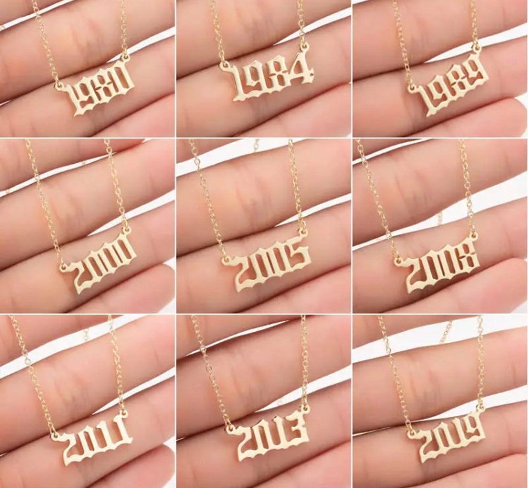 Personalize Year Necklaces Silver/gold Men Women Custom Birth - Etsy