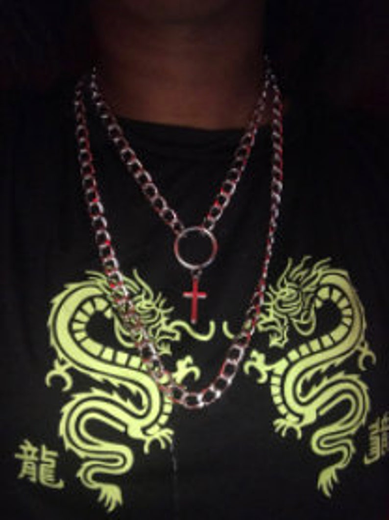 Layered Chain Necklace Punk Fashion Cross Pendants Women Men - Etsy