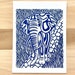 The Blue Elephant Linoleum Block Print Woodblock Safari Lovers Gift ...