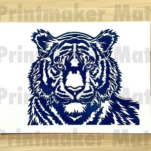 Tiger / Linoleum Block Print Wood Block Handmade Hand Carved Unique ...