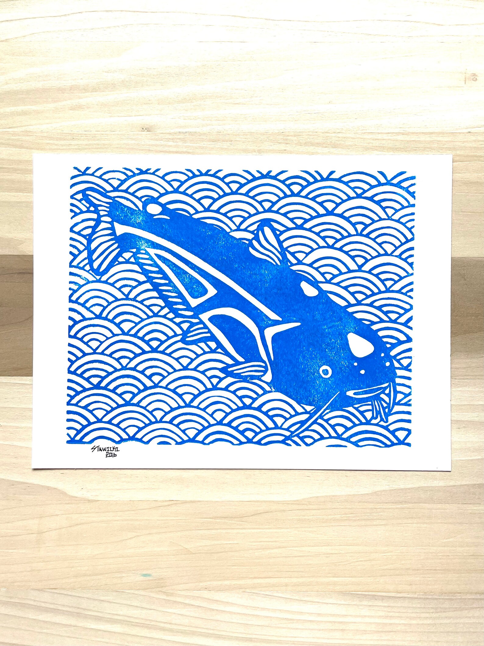 The Japanese Catfish / Linoleum Block Print Hand Carved Asian - Etsy