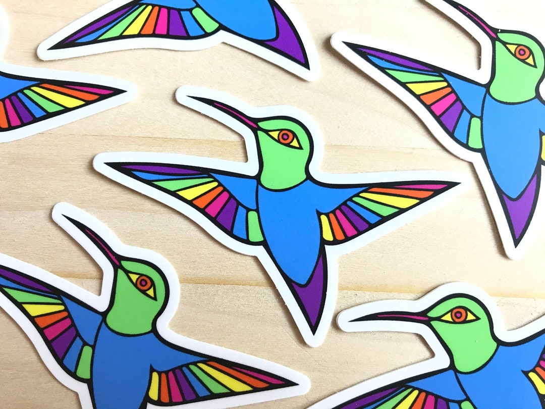 Rainbow Hummingbird Sticker, Waterproof Vinyl Decal - Etsy