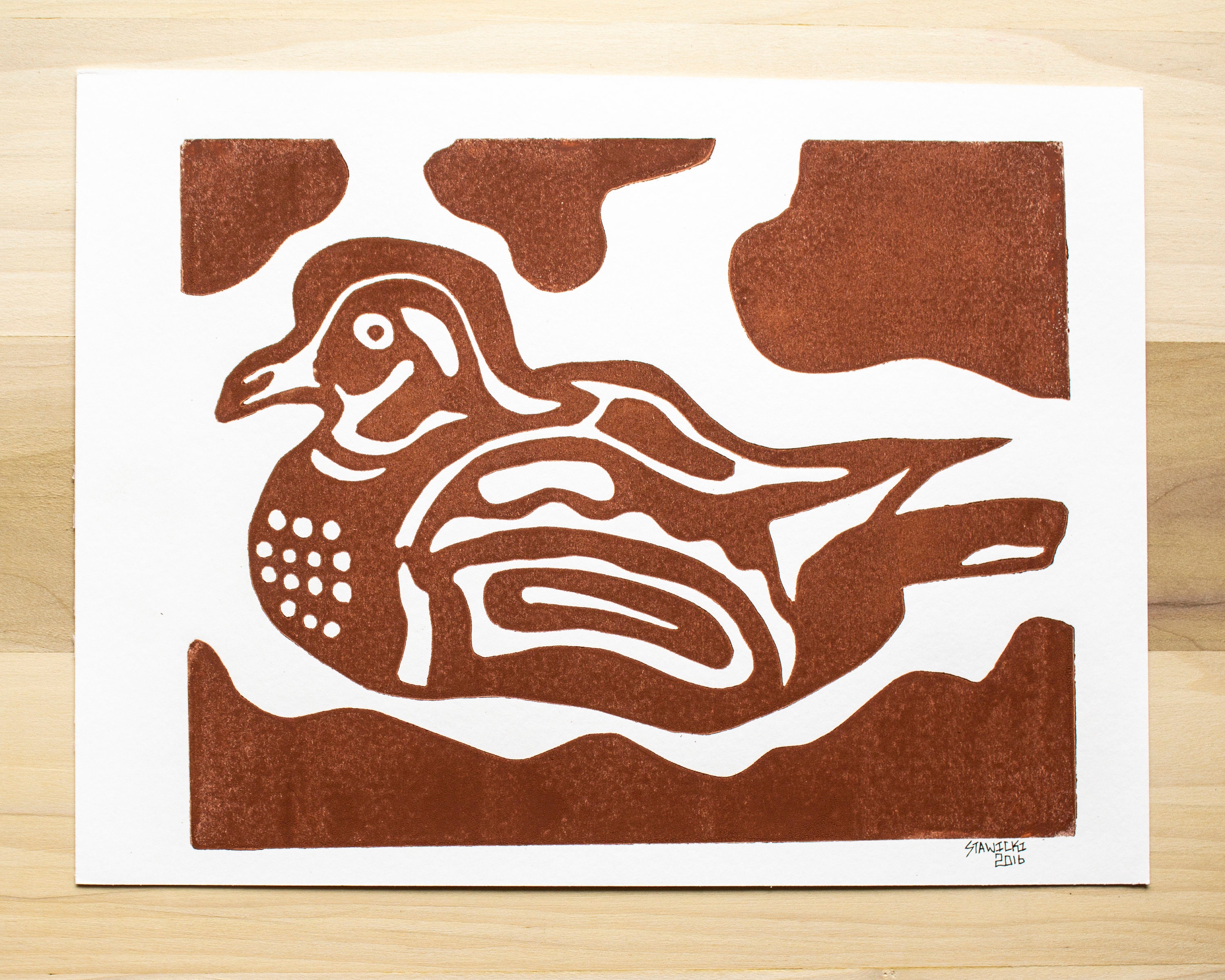 The Wood Duck Linoleum Block Print Handmade Hand Carved Original Design ...