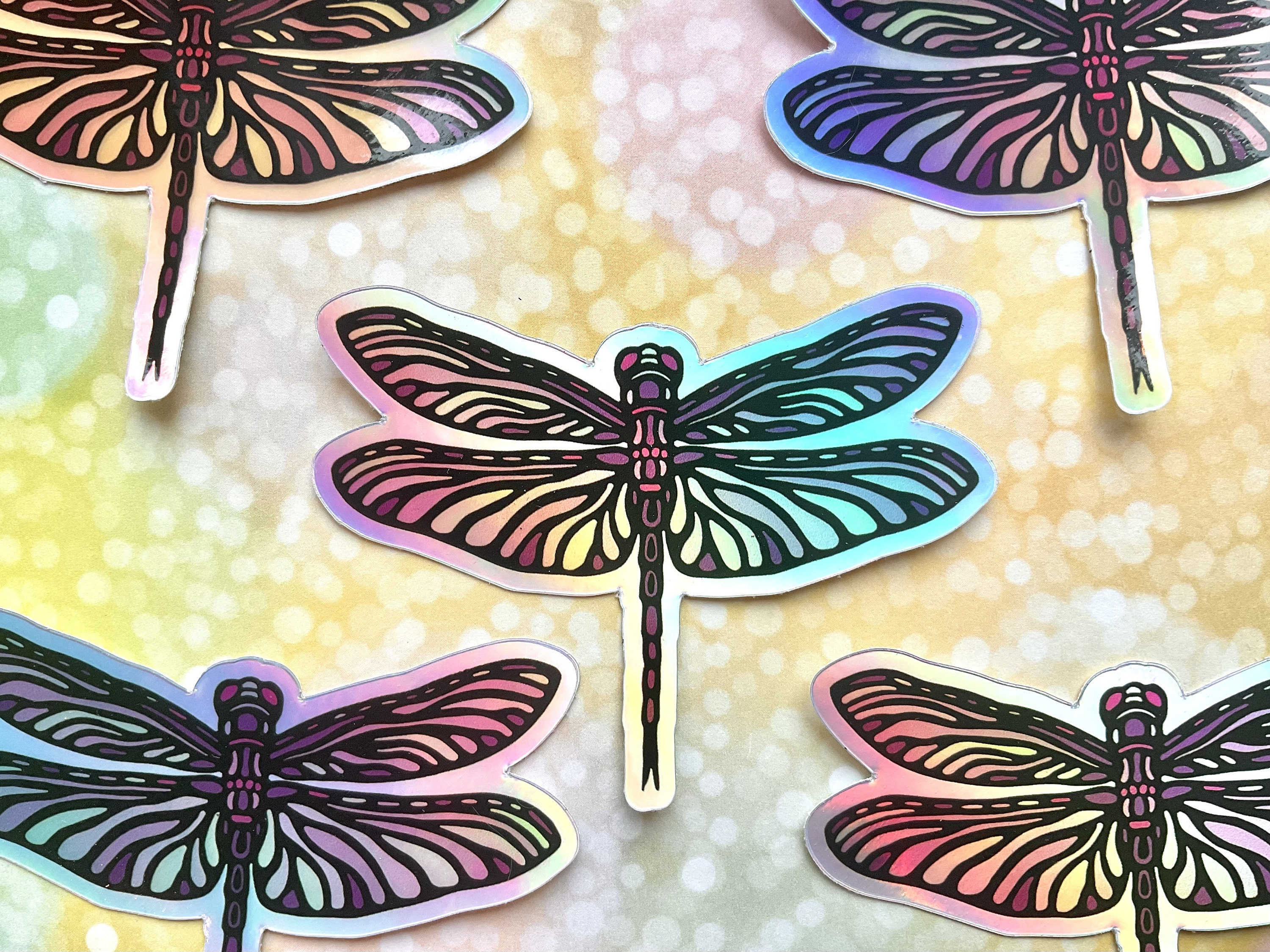 Holographic Dragonfly 3 Inch Vinyl Sticker Waterproof Long Life Water ...