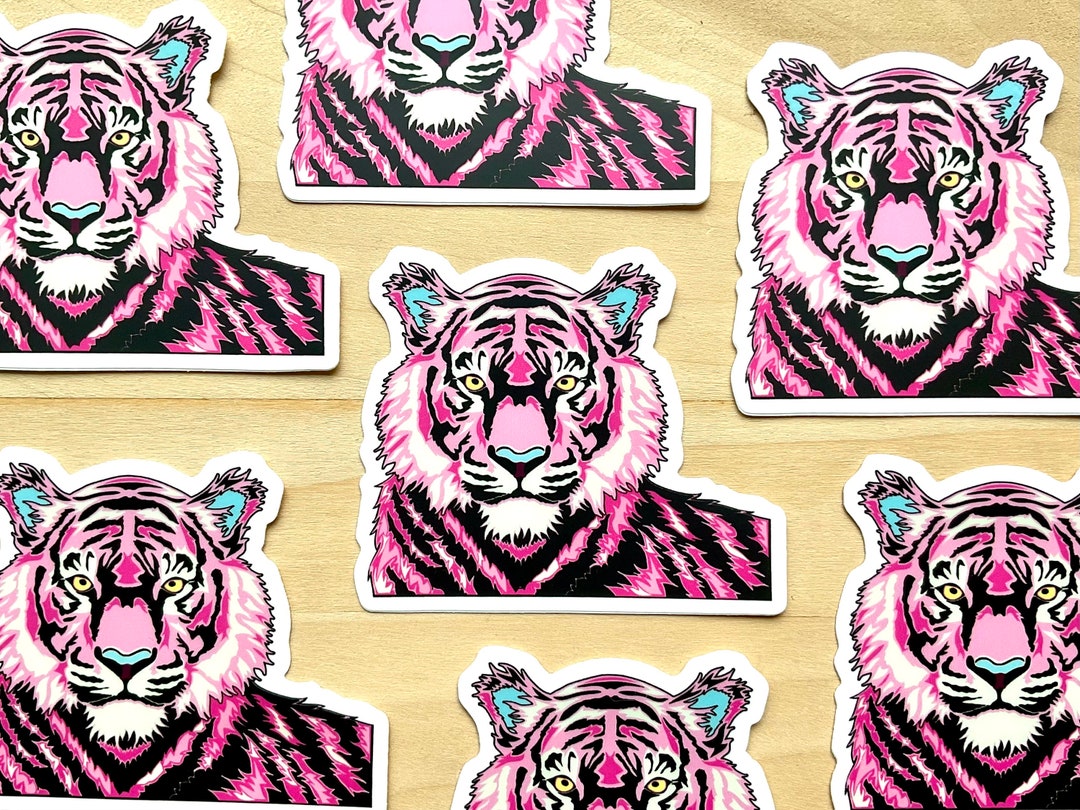 Pink Tiger Vinyl Sticker, Laptop Decal (3in - Etsy