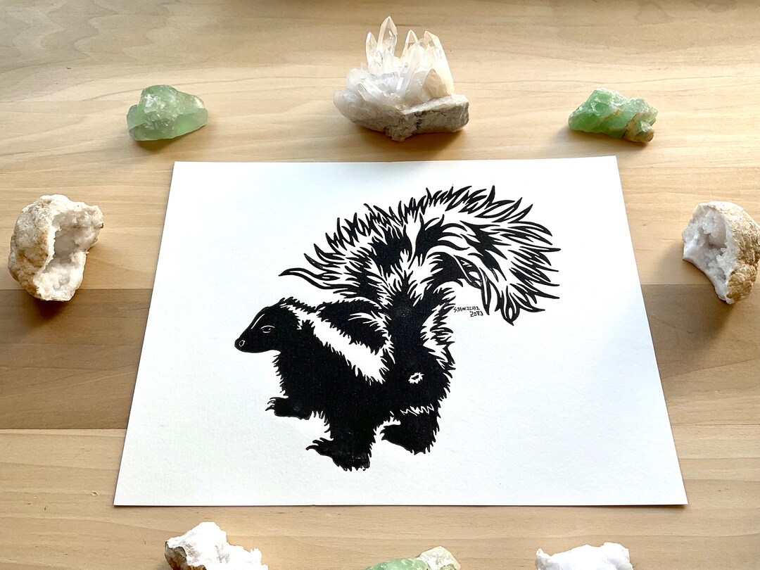 Skunk Butt Linoleum Block Print Funny Ass Butt Asshole Ugly Stinky Fun ...