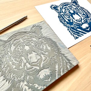 Tiger / Linoleum Block Print Wood Block Handmade Hand Carved Unique ...