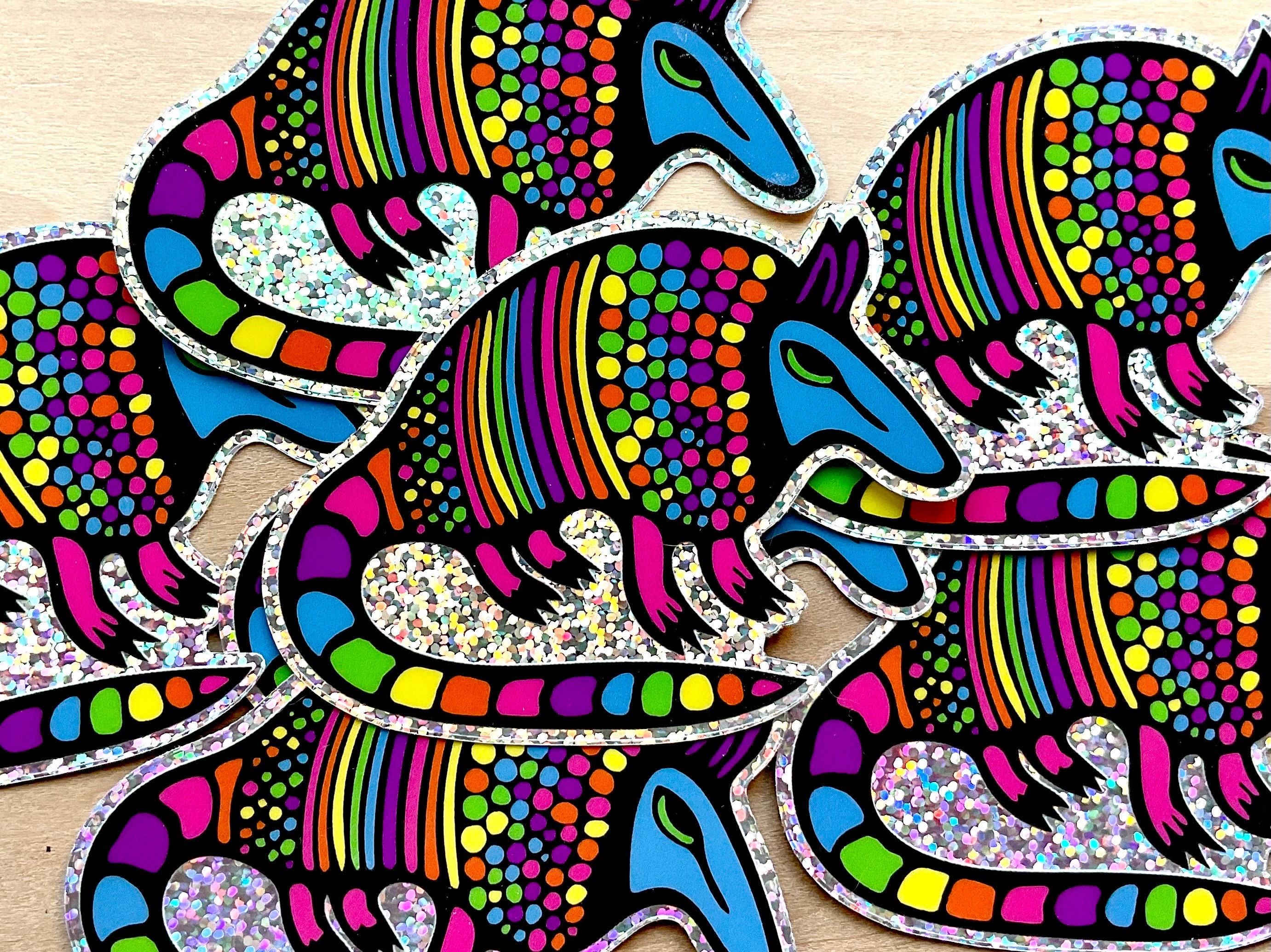 Glitter Rainbow Armadillo 3in Vinyl Sticker Waterproof Laptop Decal ...