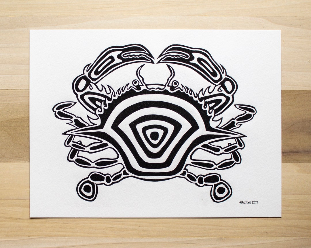 The Crab - Linoleum Block Print Woodblock Ocean Seafood Lovers Cool Fun ...