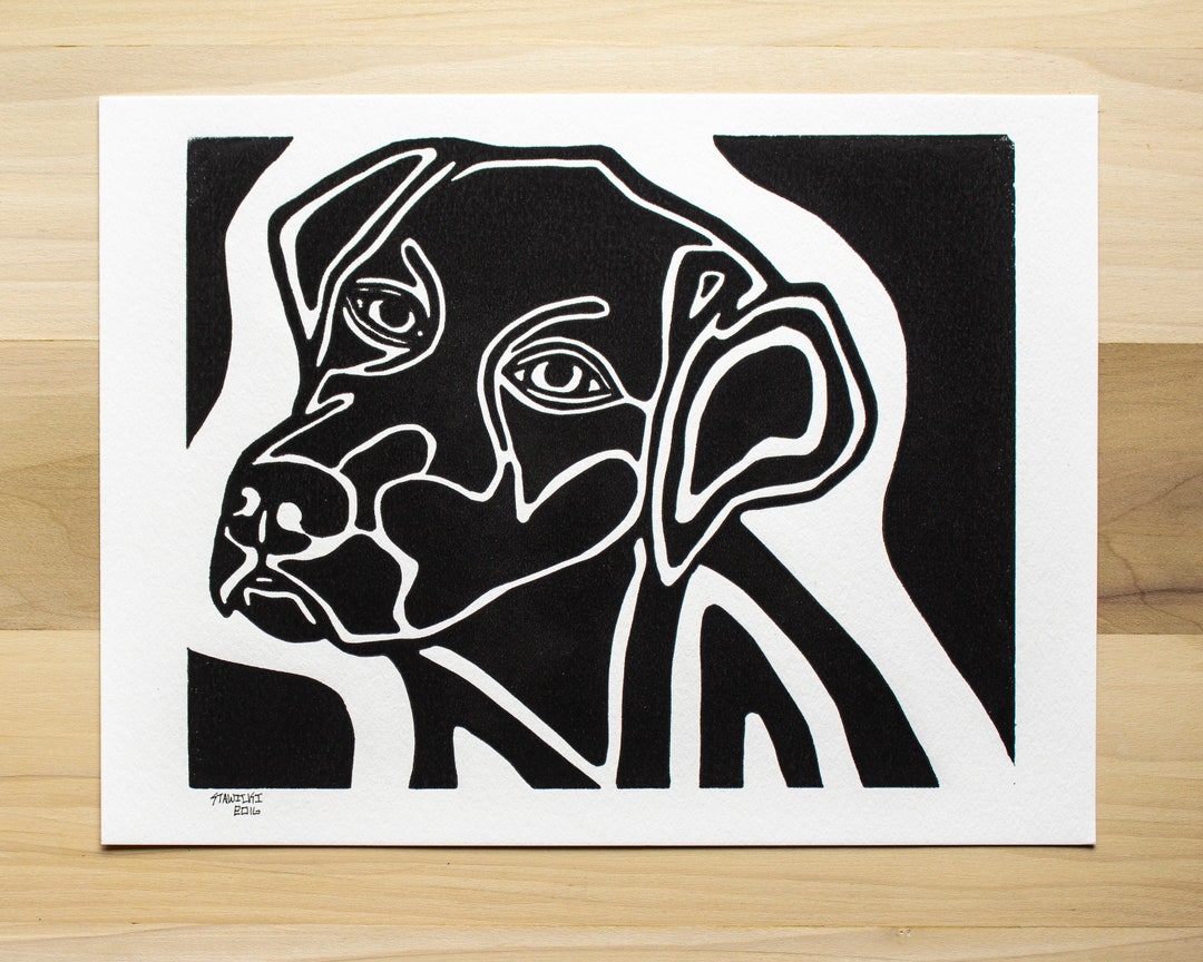 The Lab Linoleum Block Print handmade hand carved original design of ...