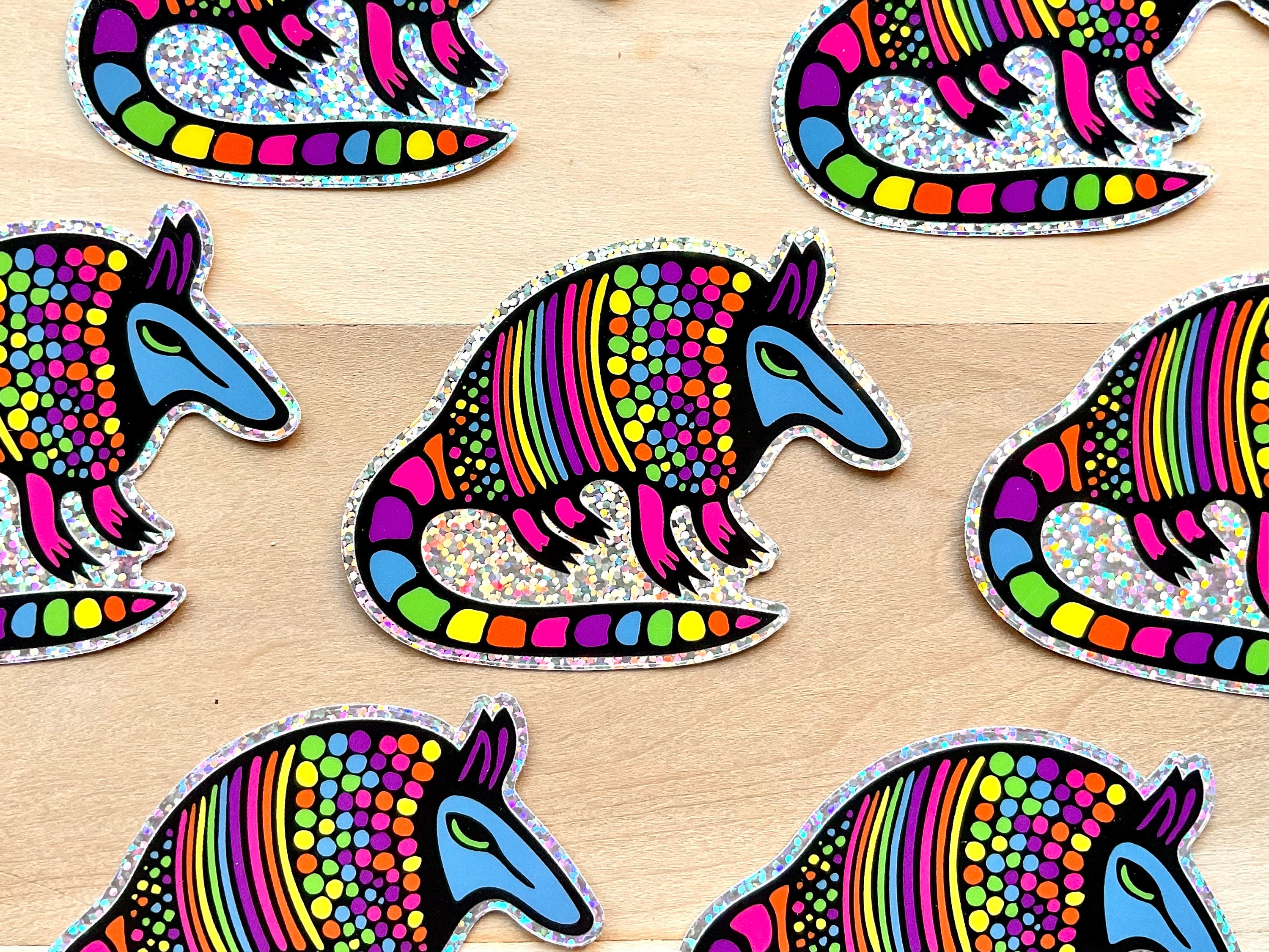 Glitter Rainbow Armadillo 3in Vinyl Sticker Waterproof Laptop Decal ...