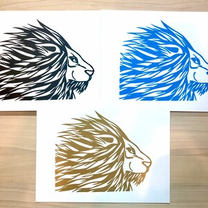 Lion Gold Screen Print - Handmade Printed Color Original Design African ...