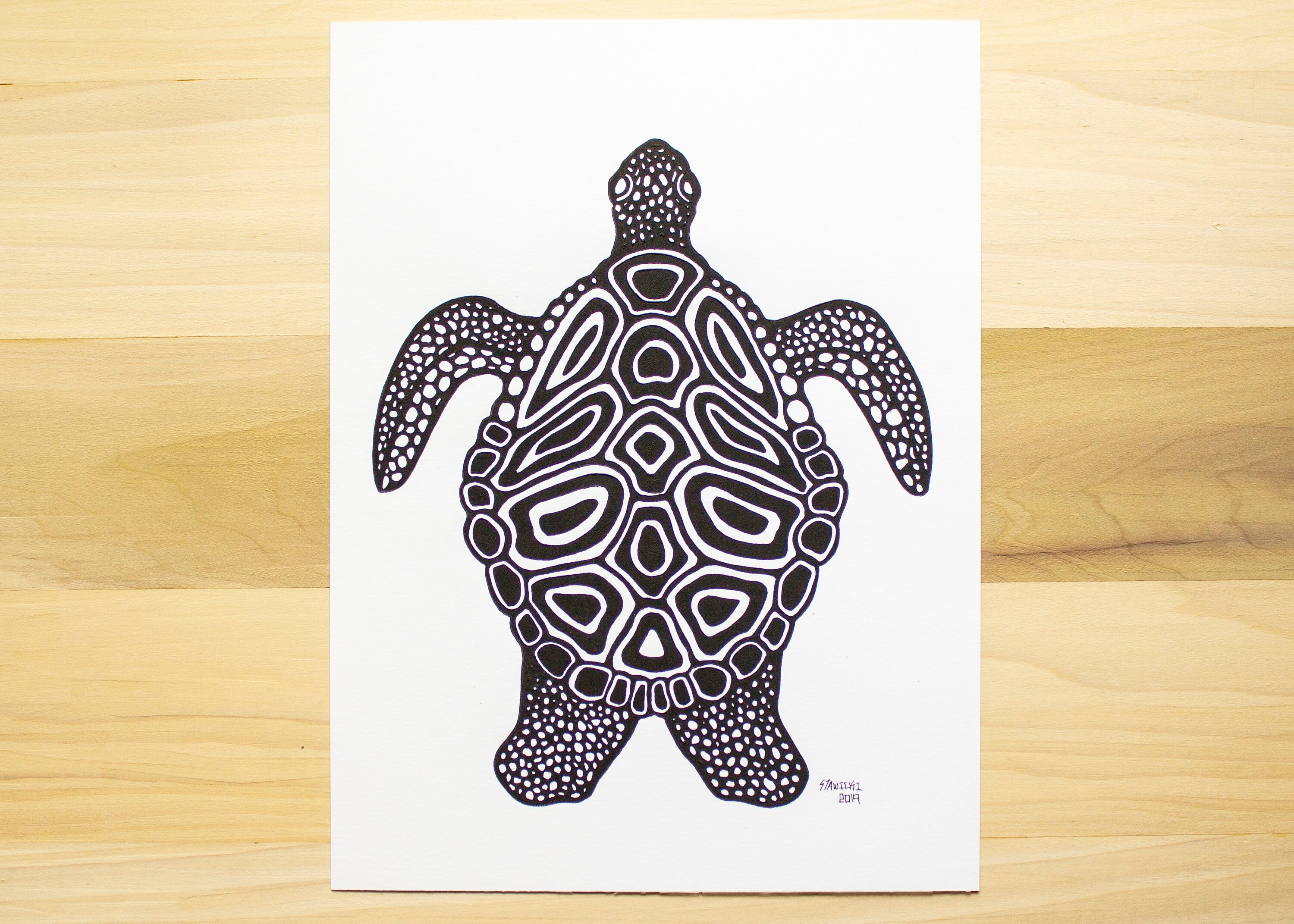 The Sea Turtle Linoleum Block Print handmade hand carved | Etsy