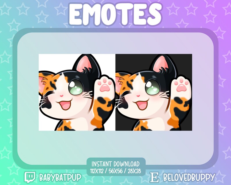 Calico Cat Emote | Hi, Hello, Wave | Twitch | Discord | Youtube | Kick ...
