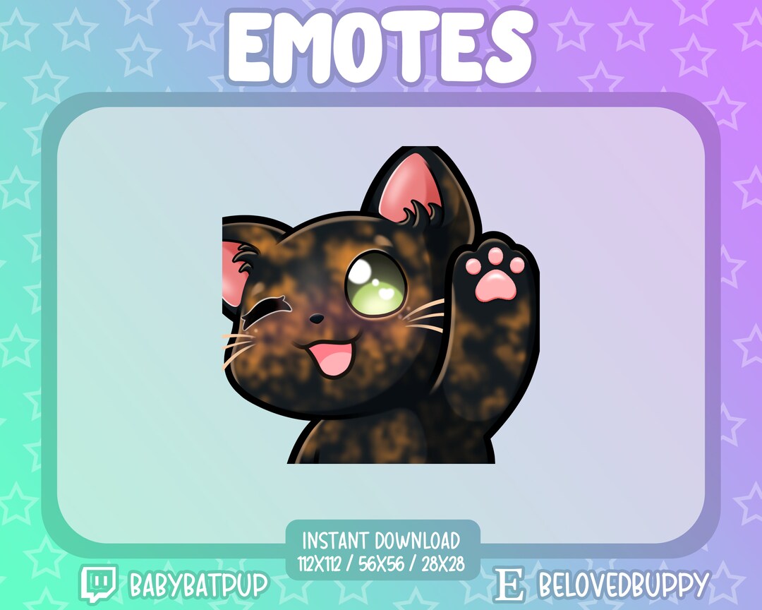 Tortoiseshell Cat Emote | Hi, Hello, Wave | Twitch | Discord | Youtube | Kick | Cute Kitty Emote ...