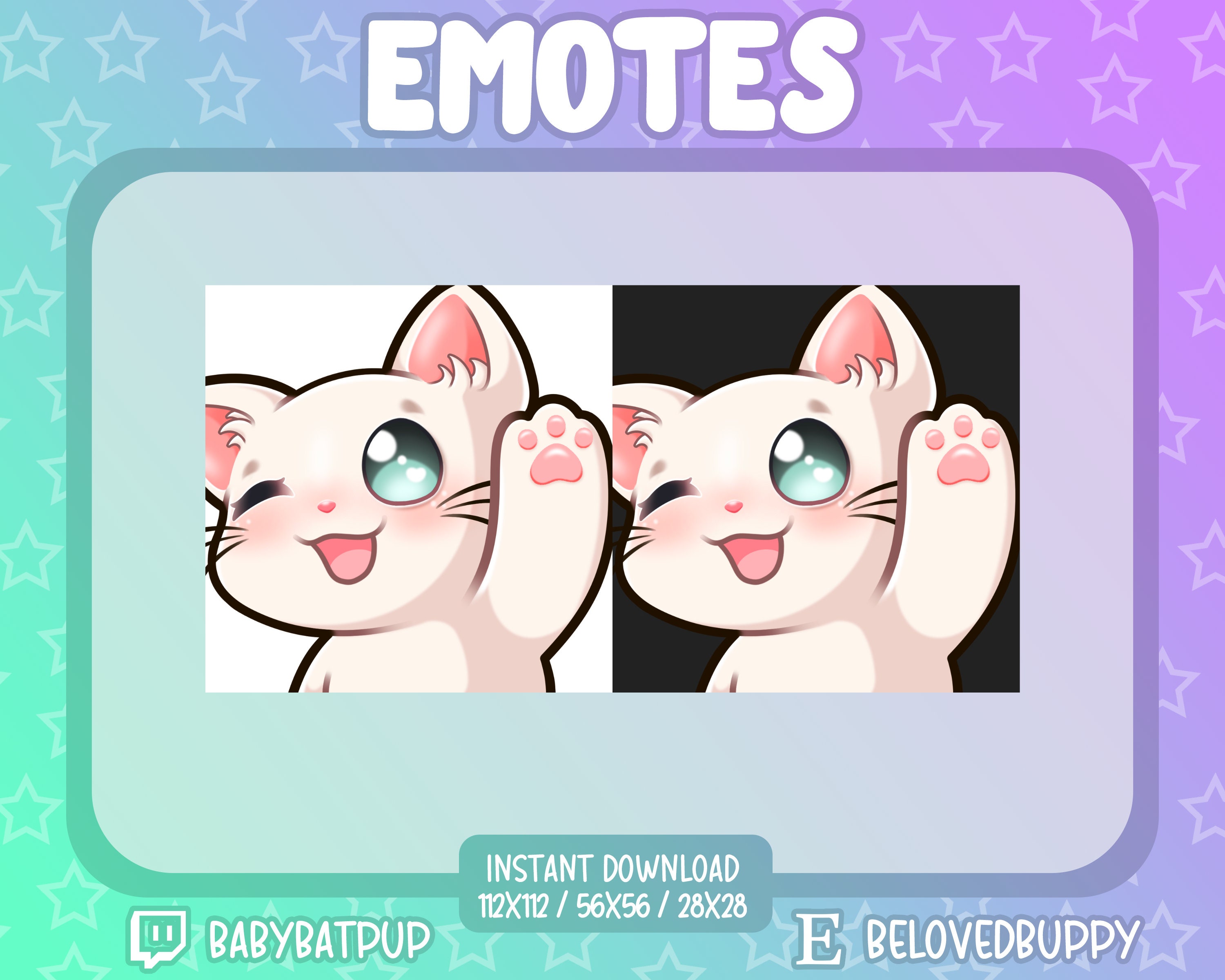 White Cat Emote | Hi, Hello, Wave | Twitch | Discord | Youtube | Kick ...