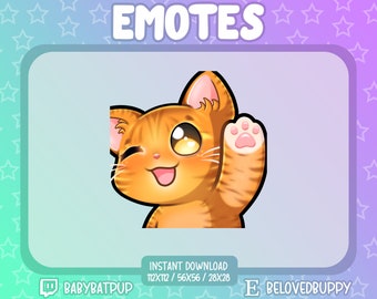 Black and White Cat Emote Hi, Hello, Wave Twitch Discord Youtube Kick ...